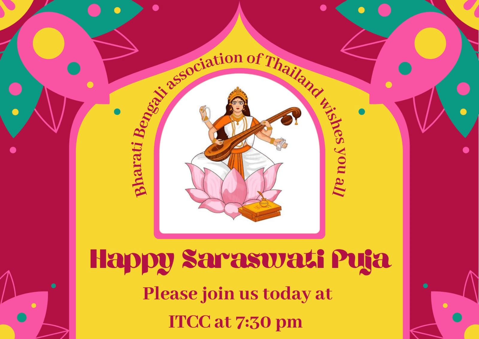 Happy Saraswati Pujo 2023 – Bharati Thailand